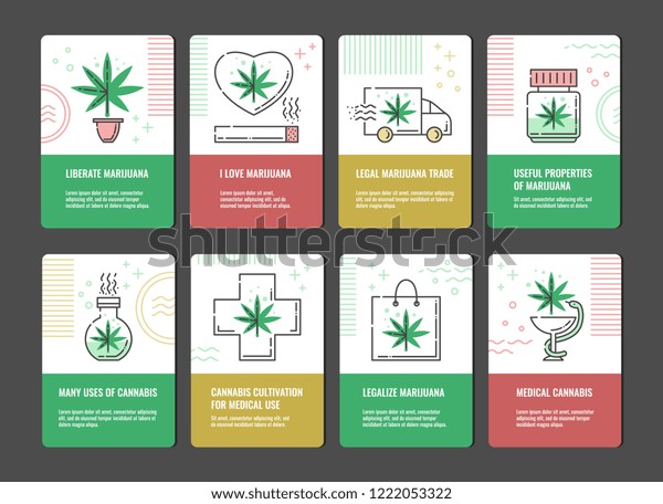 Vector Illustration Set Marijuana Consumption Legalization Stock Vector ...
