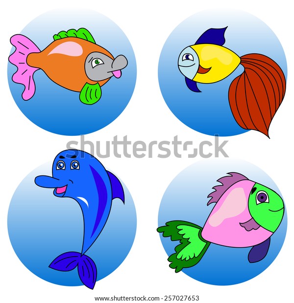 Vector Illustration Set Marine Fish Stock Vector (Royalty Free ...