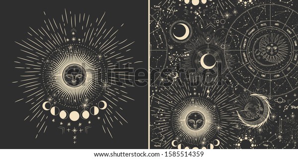 Vector Illustration Set Moon Phases Different Stock Vector (Royalty ...