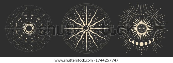 Vector Illustration Set Moon Phases Different Stock Vector (Royalty ...