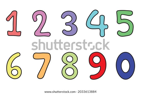 Vector Illustration Set Numbers 1234567890 Children Stock Vector ...
