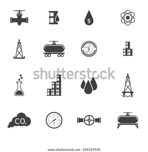 Vector Illustration Set Oil Icons Signs Stock Vector (Royalty Free ...
