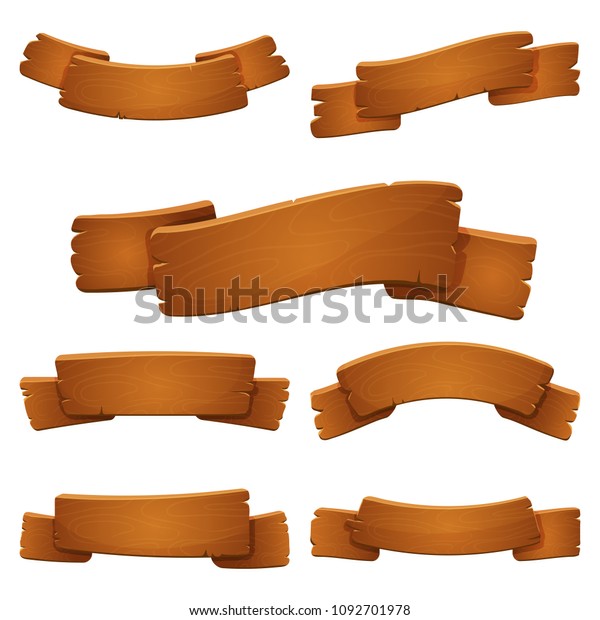 Vector Illustration Set Old Wooden Ribbons Stock Vector (Royalty Free ...