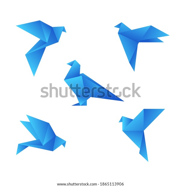 Vector Illustration Set Origami Doves Stock Vector (Royalty Free ...