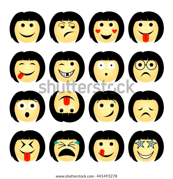 Vector Illustration Set People Emoticons Isolated Stock Vector (Royalty ...
