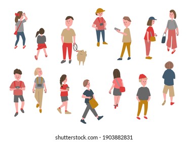 Vector Illustration Set Peoples Daily Lives Stock Vector (Royalty Free ...