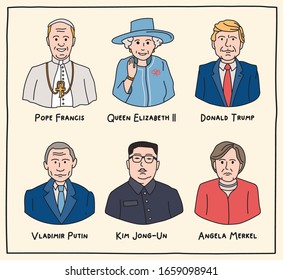 Vector Illustration Set Portraits Famous People Stock Vector (Royalty ...