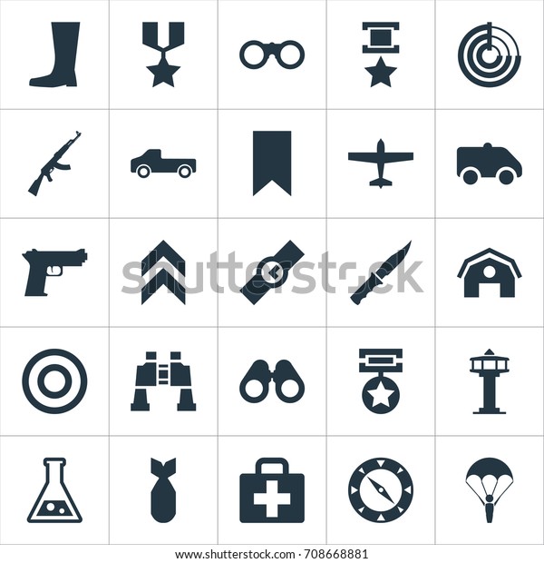 Vector Illustration Set Simple Army Icons Stock Vector (Royalty Free ...