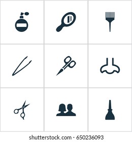 Vector Illustration Set Simple Beauty Icons Stock Vector (Royalty Free ...