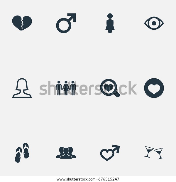 Vector Illustration Set Simple Beloved Icons Stock Vector (Royalty Free ...