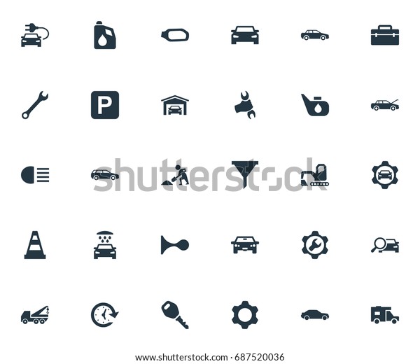 Vector Illustration Set Simple Car Icons Stock Vector (Royalty Free ...