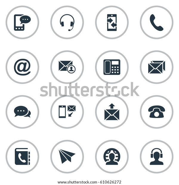 Vector Illustration Set Simple Communication Icons Stock Vector ...