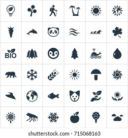 Vector Illustration Set Simple Nature Icons: vector de stock (libre de ...