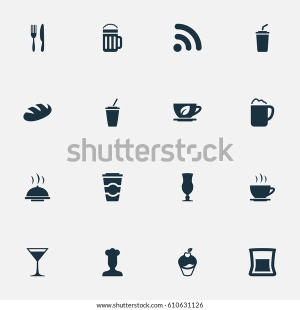 Vector Illustration Set Simple Food Icons Stock Vector (Royalty Free ...