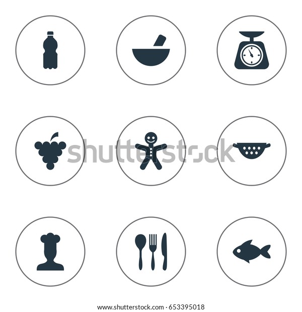 Vector Illustration Set Simple Food Icons Stock Vector (Royalty Free ...