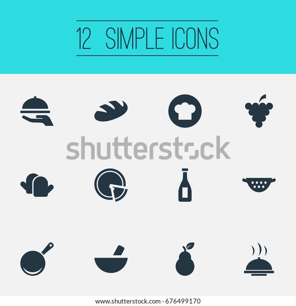 Vector Illustration Set Simple Food Icons Stock Vector (Royalty Free ...