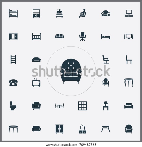 Vector Illustration Set Simple Furniture Icons Stock Vector (Royalty ...