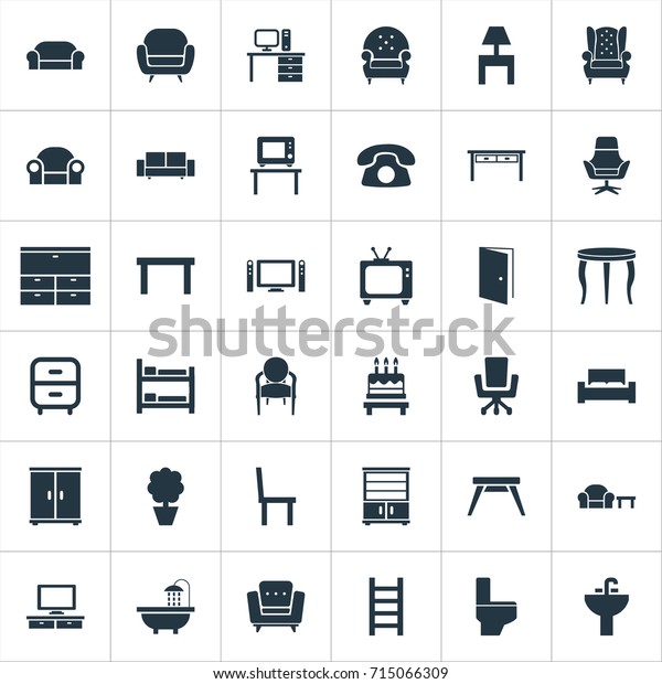 Vector Illustration Set Simple Furniture Icons Stock Vector (Royalty ...