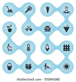 Vector Illustration Set Simple Gardening Icons Stock Vector (Royalty ...