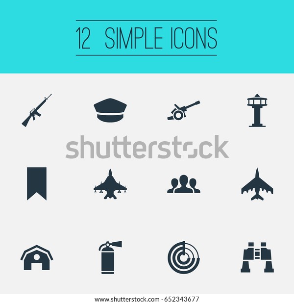 Vector Illustration Set Simple Military Icons Stock Vector (Royalty ...
