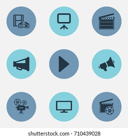 Vector Illustration Set Simple Movie Icons Stock Vector (Royalty Free ...