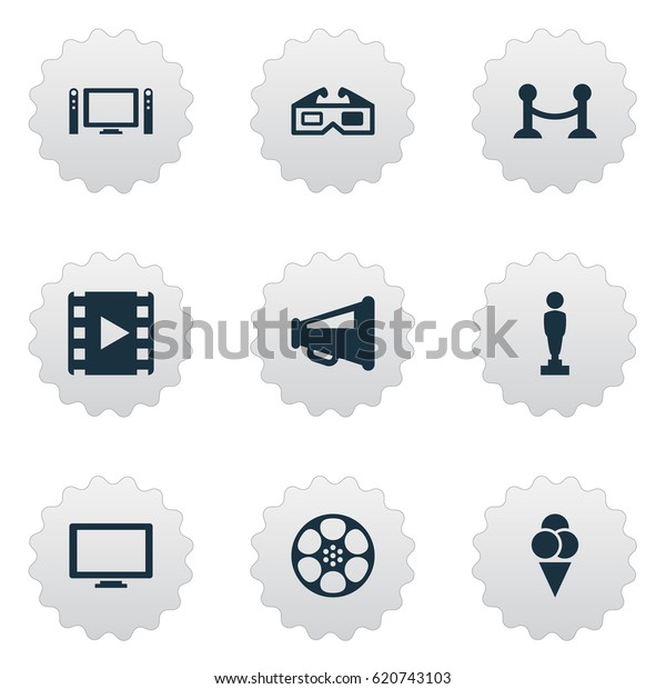Vector Illustration Set Simple Movie Icons Stock Vector (Royalty Free ...