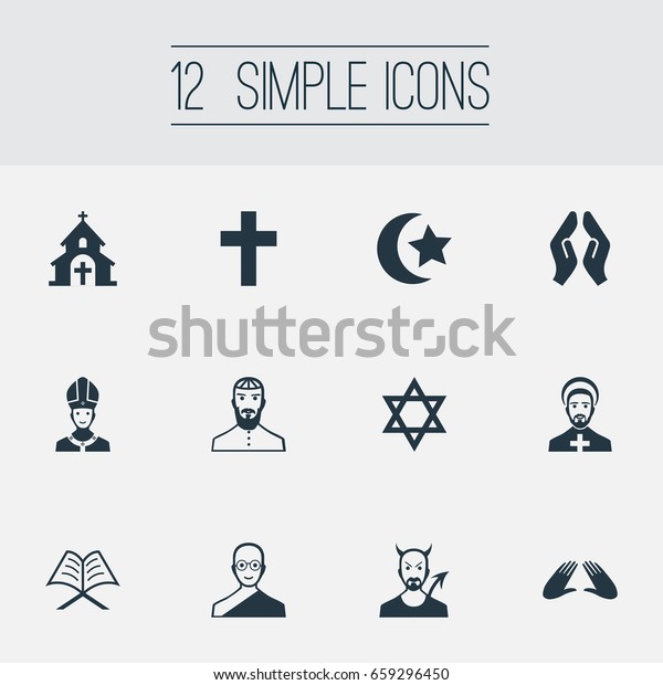 Vector Illustration Set Simple Religion Icons Stock Vector (Royalty ...