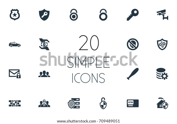 Vector Illustration Set Simple Secure Icons Stock Vector (Royalty Free ...