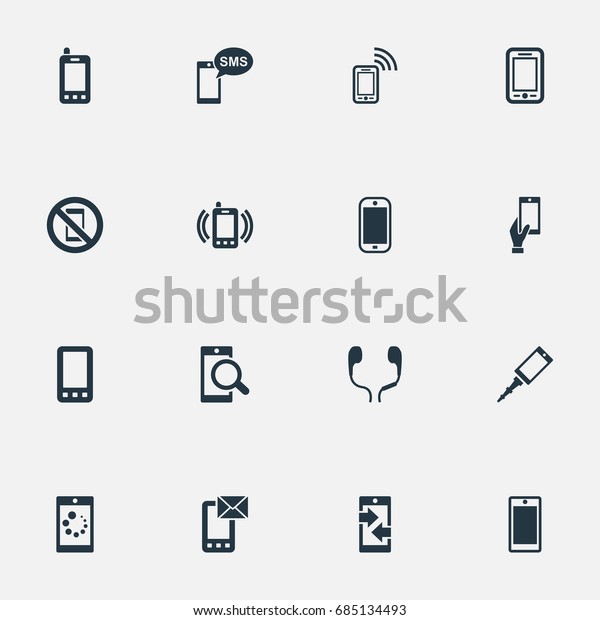 Vector Illustration Set Simple Smartphone Icons Stock Vector (Royalty ...