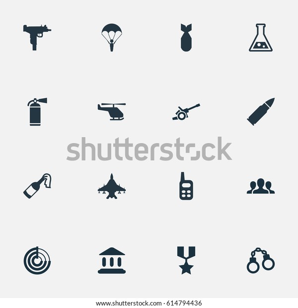 Vector Illustration Set Simple War Icons Stock Vector (Royalty Free ...