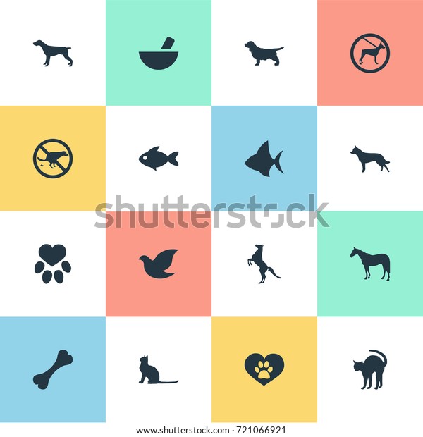 Vector Illustration Set Simple Zoo Icons: vector de stock (libre de ...