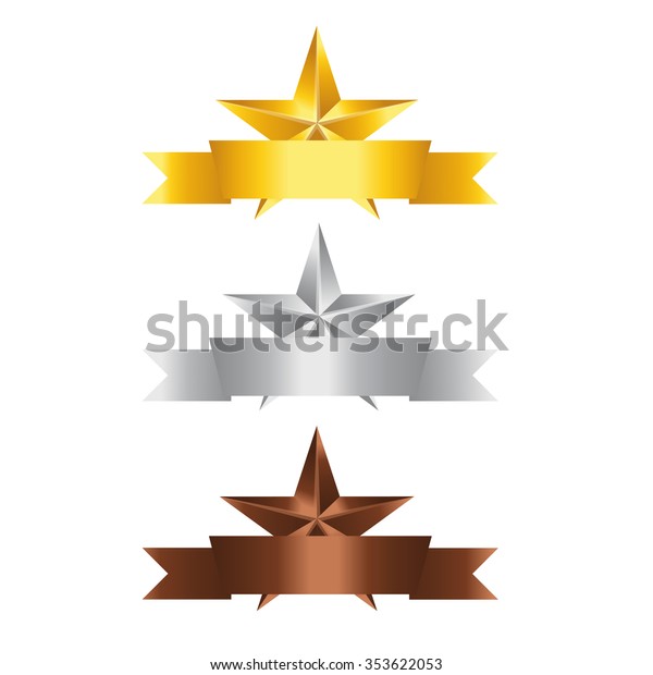Vector Illustration Set Stars Ribbon Gold Stock Vector (Royalty Free ...
