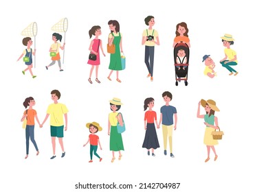 Vector Illustration Set Summer People Town Stock Vector (Royalty Free ...