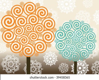 Vector Illustration Set Swirl Tree Creative Stock Vector (Royalty Free ...