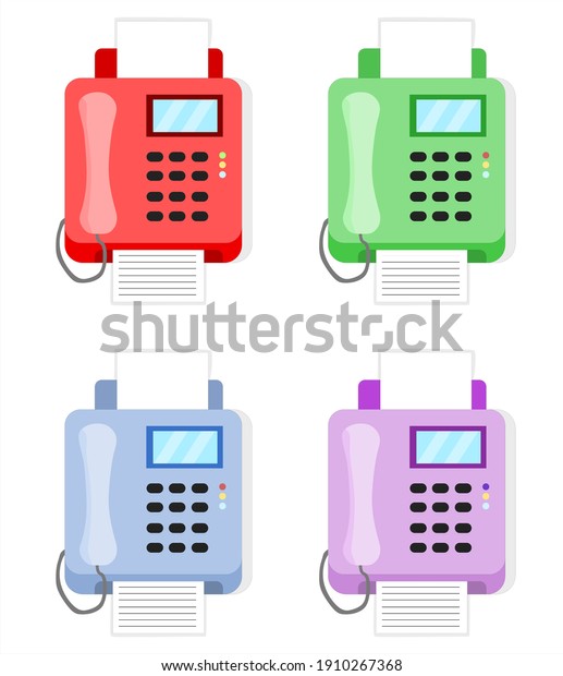 Vector Illustration Set Used Fax Machine Stock Vector (Royalty Free ...