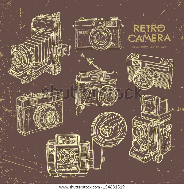 Vector Illustration Set Vintage Cameras Stock Vector (Royalty Free ...