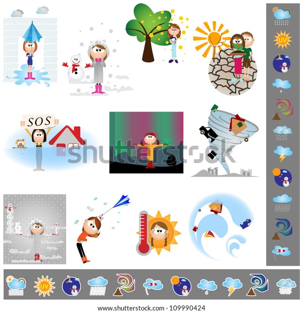 Vector Illustration Set Weather Graphic Design Stock Vector (Royalty ...