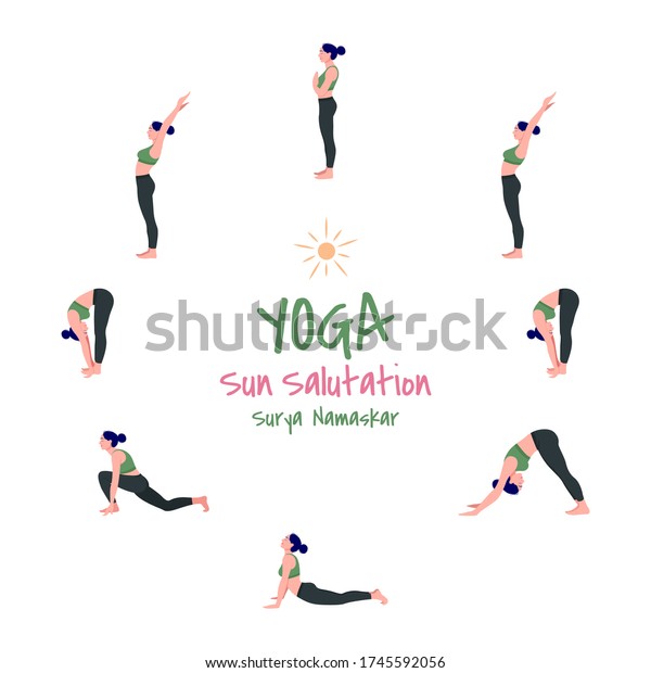Vector Illustration Set Yoga Exercise Sun Stock Vector (Royalty Free ...