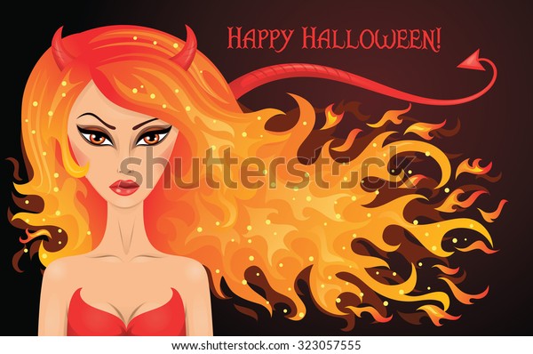 Vector Illustration Sexy Devil Hair Shape Stock Vector (Royalty Free ...