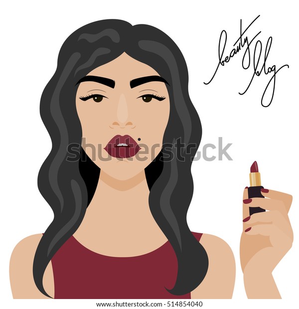 Vector Illustration Sexy Girl Lipstick Flat Stock Vector Royalty Free