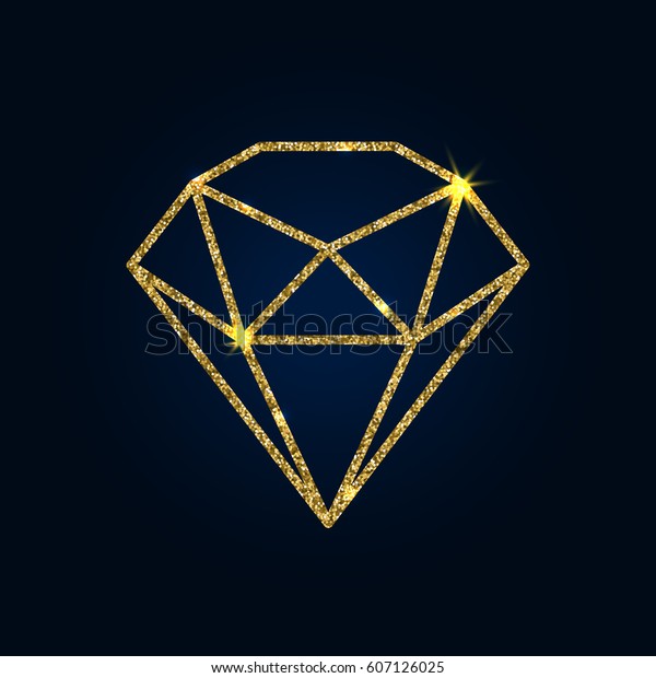 Vector Illustration Shiny Crystal Diamond Gold Stock Vector (Royalty ...