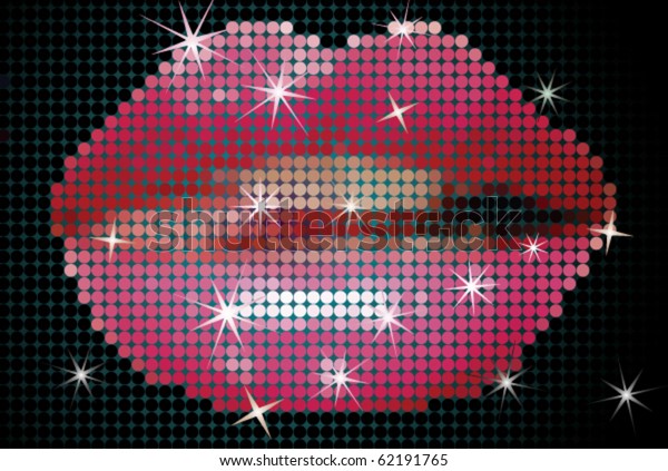 Vector Illustration Shiny Lips On Screen Stock Vector (Royalty Free ...