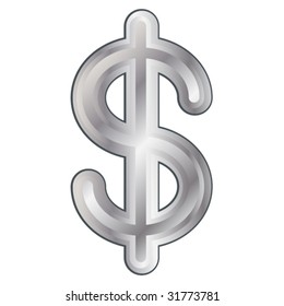 Vector Illustration Shiny Silver Dollar Stock Vector (Royalty Free ...