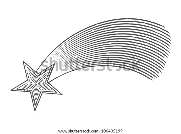 Vector Illustration Shooting Star Engraved Style Stock Vector (Royalty ...