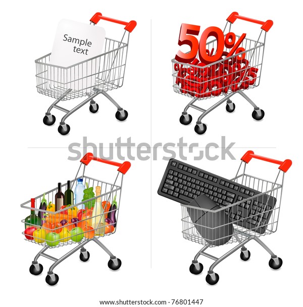 Vector Illustration Shopping Carts On White Stock Vector (Royalty Free ...
