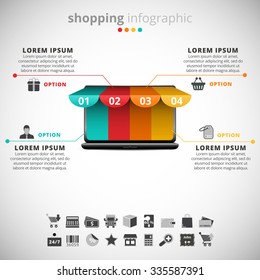 Vector Illustration Shopping Infographic Made Laptop Stock Vector ...