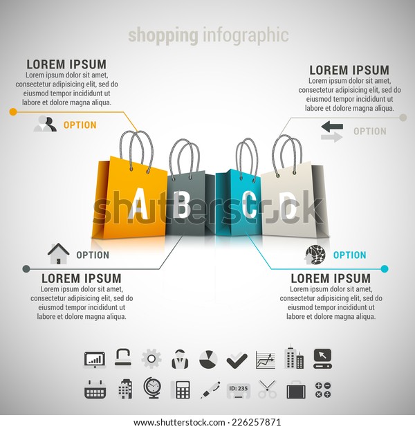 Vector Illustration Shopping Infographic Made Bags Stock Vector ...