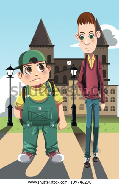 Vector Illustration Short Fat Boy Tall Stock Vector (Royalty Free ...