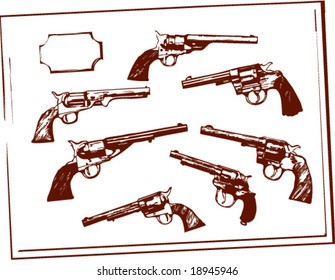 Vector Illustration Shows Old West Guns Stock Vector (Royalty Free) 18945946 | Shutterstock