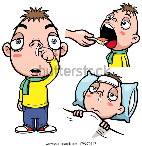 Vector Illustration Sick Boy Cartoon Stock Vector (Royalty Free) 179270147